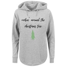 F4NT4STIC Damen Kapuzenpullover "Rockin around the christmas tree", grau, Gr. XS, Obermaterial: 100% Baumwolle, Pullover, Print