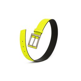 Damen Lederg&uuml;rtel "Neon", gelb, Basic, Gr. M, Collezione Alessandro, unifarben, Leder, G&uuml;rtel, aus echtem Leder, Made in Italy, Neon