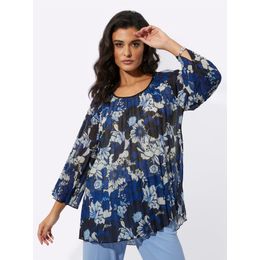 CR&Eacute;ATION L CREATION L Damen Druckbluse, blau, Gr. 38, gebl&uuml;mt, gemustert, mehrfarbig, 100% Polyester, Blusen