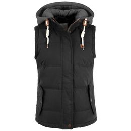 oxmo Damen Steppweste "Steppweste OXLewonda", schwarz, Gr. M, Obermaterial: 70% Baumwolle CO. 30% Nylon NY., Westen