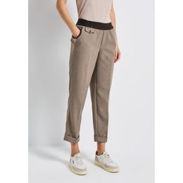 Street One Damen Chinohose, braun, Gr. 38, unifarben, Stoff, 67% Polyester, 27% Viskose, 6% Elasthan, Hosen, Middle Waist