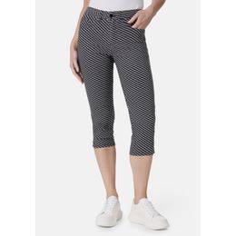 STOOKER WOMEN Damen 7/8-Hose "Tahiti Print Capri Slim Fit", schwarz, Gr. 44, Twill, 98% Baumwolle, 2% Elasthan, Hosen, Capri Slim Fit Casual Clean