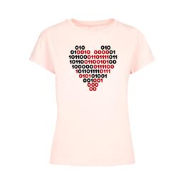 F4NT4STIC Damen T-Shirt "I love you 01001001 Binary Code Herz Valentinstag", pink, Gr. XS, Obermaterial: 100% Baumwolle, Shirts, Premium Qualit&auml;t
