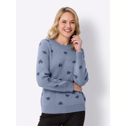 Classic Basics Damen Strickpullover "Langarm-Pullover", blau, Gr. 42, gemustert, mehrfarbig, 100% Polyacryl, Pullover