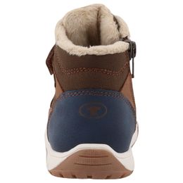 Tom Tailor M&auml;dchen Winterboots, Gr. 26, braun, Lederimitat, Textil, kontrastfarbene Details, unifarben, Schuhe, Klettschuh, High-Top-Sneaker,