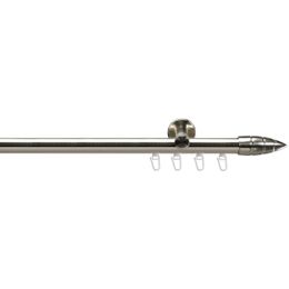 Gardinenstange Liedeco, L:200cm &Oslash;:20mm, silber, Metall, Gardinenstangen, "Menorca edelstahl-optik"