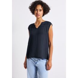 Street One Damen Blusentop, blau, Gr. 42, unifarben, Stoff, 100% Viskose, Blusen, aus softer Viskose