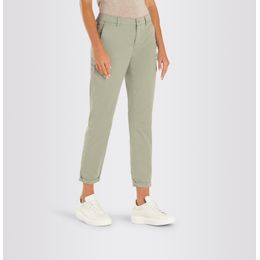MAC Damen Chinohose "CHINO turn up", grau, Gr. 34, unifarben, Web, Obermaterial: 96% Baumwolle, 4% Elasthan, Hosen, mit dezentem Glanz, elegant und