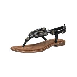 Lazamani Damen Zehentrenner "Lazamani Zehensteg Leder", Gr. 38, schwarz, Leder, Schuhe