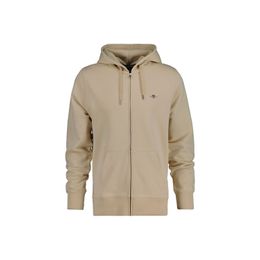 Gant Herren Sweatshirt "Sweatjacke REGULAR SHIELD FULL ZIP HOODIE", beige, Gr. 5XL, Obermaterial: 87% Baumwolle CO. 13% Polyester PES., Sweatshirts