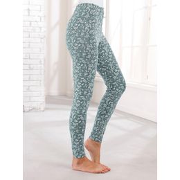 Damen Leggings, gr&uuml;n, Gr. 38, Paisley, gemustert, mehrfarbig, unifarben, 95% Baumwolle, 5% Elasthan, Hosen