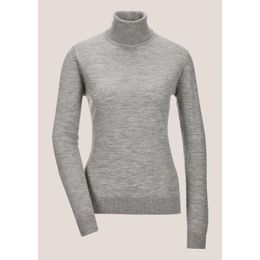 Madeleine Mode MADELEINE Damen Longpullover "Pullover Rollkragen-Pullover aus Wolle", grau, Gr. 40, Obermaterial: 100% Schurwolle WV., Pullover