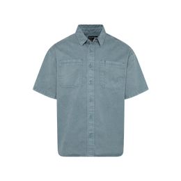 Harlem Soul Herren Kurzarmhemd, blau, Gr. M, unifarben, Twill, Material: 100% Baumwolle, Hemden, mit Brusttaschen