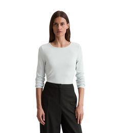 Marc O'Polo MARC O'POLO Damen Langarmshirt "aus TENCEL Modal-Baumwolle-Mix", silber, Basic, Gr. XXS, unifarben, Obermaterial: 46% Modal, 46% Baumwolle, 8%