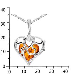 OSTSEE-SCHMUCK Damen Kette mit Anh&auml;nger "OSTSEE-SCHMUCK Kette mit Anh&auml;nger Herz im Herz", 45cm, Silber 925 (Sterlingsilber), L: 42, silber, Silber