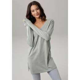 Laura Scott Damen Strickpullover, gr&uuml;n, Gr. 34, clean, unifarben, Feinstrick, Obermaterial: 70% Viskose, 30% Polyamid. Spitze: 100% Polyamid,