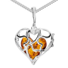 OSTSEE-SCHMUCK Damen Kette mit Anh&auml;nger "OSTSEE-SCHMUCK Kette mit Anh&auml;nger Herz im Herz", 60cm, Silber 925 (Sterlingsilber), L: 42, silber, Silber