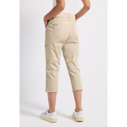 Street One Damen 3/4-Hose "Style Yulius"barley beige, Gr. 42, unifarben, Web, Obermaterial: 98% Baumwolle, 2% Elasthan, Hosen, im Cargo-Style