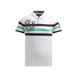 CAMP DAVID Herren Poloshirt, wei&szlig;, Gr. S, bedruckt, bestickt, Piqu&eacute;, Material: 100% Baumwolle, Shirts, mit Stickerei