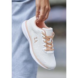 Lascana Damen Sneaker, Gr. 35weiß, lachsfarben, Obermaterial: 60% Textilmaterial, 40% Lederimitat. Decksohle: 100% Textilmaterial. Futter: 100%