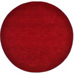 Wollteppich Theko, H:14mm Ø:140cm, rot, Wolle, Teppiche, "Gabbeh Uni, Handgefertigt, Teppich, meliert, reine Wolle", Wohnzimmer, Esszimmer,