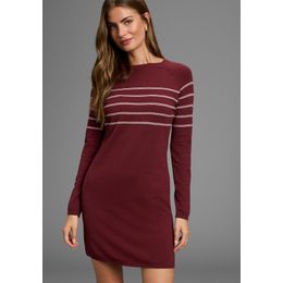 Laura Scott Damen Strickkleid, rot, Gr. 42, clean, colorblocking, mehrfarbig, Feinstrick, Obermaterial: 50% Viskose, 28% Polyester, 22% Polyamid,