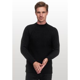 Rusty Neal Herren Strickpullover, schwarz, Gr. S, unifarben, 75% Polyacryl, 25% Baumwolle, Pullover, mit elegantem Stehkragen