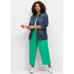 sheego Damen Jeansjacke, blau, Gr. 48, unifarben, 98% Baumwolle, 2% Elasthan, Jacken