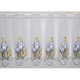 Panneaux, B:160cm H:40cm, wei&szlig;, Stickereien Plauen, Polyester, Gardinen, "Panneau Krokusbl&uuml;te", Panneau "Krokusbl&uuml;te"