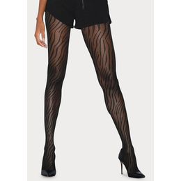 Damen Feinstrumpfhose, Petite Fleur Gold, Gr. 44, schwarz, Obermaterial: 93% Polyamid, 7% Elasthan, Animal-Print, Strumpfhosen, mit animal Print