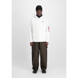 Herren Hoodie "Signature Backprint Hoodie", wei&szlig;, Gr. L, Alpha Industries, Obermaterial: 80% Baumwolle, 20% Polyester, Sweatshirts