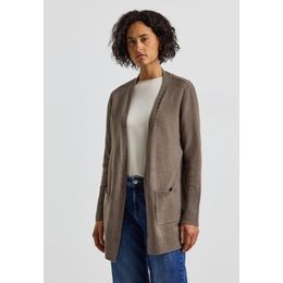 Street One Damen Cardigan, braun, Gr. 38, unifarben, Web, 37% Baumwolle, 34% Polyacryl, 26% Polyester, 3% Elasthan, Strickjacken, soft und weich