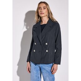Street One Damen Kurzjacke, blau, Gr. 38, unifarben, Stoff, Obermaterial: 62% Polyester, 38% Baumwolle; Futter: 100% Polyester, Jacken, mit
