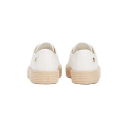 Tommy Hilfiger Damen Plateausneaker "VULC ESPADRILLE SNEAKER", Gr. 41, wei&szlig;, Baumwolle, Schuhe, Freizeitschuh, Halbschuh, Schn&uuml;rer mit bastbezogenem