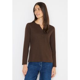 Langarmshirt Cecil, Damen, Gr. L (42), chocolate mousse, Web, 100% Baumwolle, unifarben, normal normal, Rundhals, abgesteppt, Shirts Langarmshirt, aus reiner Baumwolle