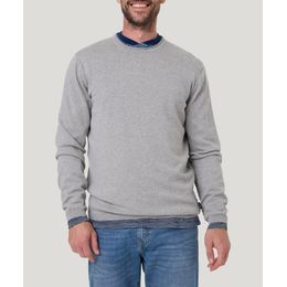 Herren Rundhalspullover, grau, Gr. L, Pioneer Authentic Jeans, meliert, Strick, Obermaterial: 100% Baumwolle, Pullover, mit Rollkante