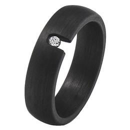 DOOSTI Damen Trauring "Schmuck Geschenk CARBON Trauring Ehering Partnerring LIEBE", 52,mit Zirkonia, Carbon, 6mm, schwarz, Carbon, Fingerringe,