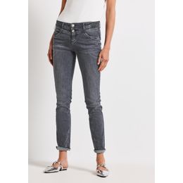 Street One Damen Slim-fit-Jeans, grau, Gr. 36, unifarben, Jeans, 82% Baumwolle, 15% Polyester, 3% Elasthan, Jeans, Middle Waist