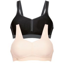 Anita Damen Sport-BH "2er Pack Sport BH ohne Bügel Performance", Gr. 80, grau, Obermaterial: 62% Polyamid PA. 21% Polyester PES. 17% Elasthan EL., BHs