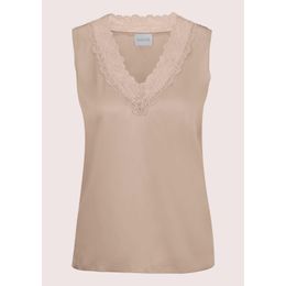 Madeleine Mode MADELEINE Damen Tr&auml;gertop "Top Lingerie-Top aus Seidensatin", beige, Gr. 44, Obermaterial: 92% Seide silk. 8% Elasthan EL., Tops