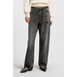 Hugo Damen 5-Pocket-Jeans "Leni", schwarz, Gr. 30, Destroyed-Effekte, unifarben, Denim/Jeans, Obermaterial: 100% Baumwolle, Jeans, Low Rise im