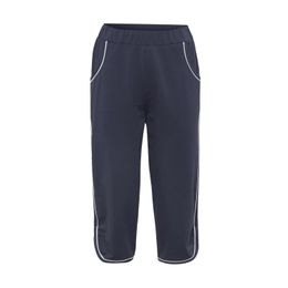 GOLDNER Damen Stoffhose "Kurzgr&ouml;&szlig;e Bequeme Caprihose mit Schlupfbund und Taschen", blau, Gr. 22, Obermaterial: 60% Baumwolle CO. 35% Polyester PES.