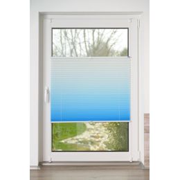 Plissee K-home, B:45cm H:130cm, blau, Obermaterial: 100% Polyester, Badezimmer, Plissees, "Farbverlauf Sunrise"