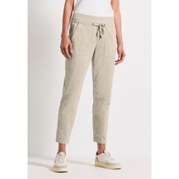Street One Damen Cordhose, beige, Gr. 40, unifarben, Web, 98% Baumwolle, 2% Elasthan, Hosen, Middle Waist