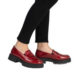 Rieker Damen Loafer, Gr. 39, rot, Lacklederimitat, gl&auml;nzend, Schuhe, Slipper, Halbschuh, Schlupfschuh, Businessschuh in Lack-Optik