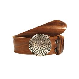 Damen Lederg&uuml;rtel, braun, Gr. 80, RETTUNGSRING G&Uuml;RTEL, unifarben, Leder, G&uuml;rtel, mit austauschbarer Schlie&szlig;e &raquo;Golfball Silber&laquo;