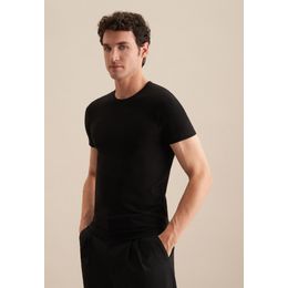 Seidensticker Herren T-Shirt "Schwarze Rose", schwarz, Gr. XL, unifarben, 95% Baumwolle, 5% Elasthan, Shirts, 1/2 Rundhals Uni