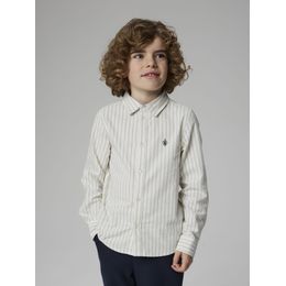 name it Jungen Langarmhemd "NKMNEWSA f&uuml;r Jungen mit Knopfleiste und Baumwollkomfort", blau, Gr. 146, gestreift, Web, Obermaterial: 100% Baumwolle,