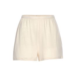 Lascana Damen Schlafshorts, Gr. 36, beige, Single Jersey, Obermaterial: 95% Viskose, 5% Elasthan. Spitze: 88% Polyamid, 12% Elasthan, unifarben,