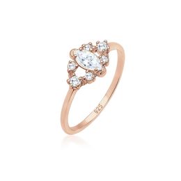Elli Damen Verlobungsring "Verlobungsring Zirkonia Wei&szlig; 925 Sterling Silber", 56mm, Silber 925 (Sterlingsilber), 1,5mm, rosa, Silber 925